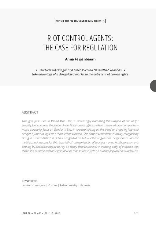 (PDF) Riot Control Agents: The Case for Regulation