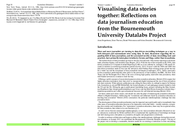 (PDF) Visualising data stories together: Reflections on data journalism education from the ...