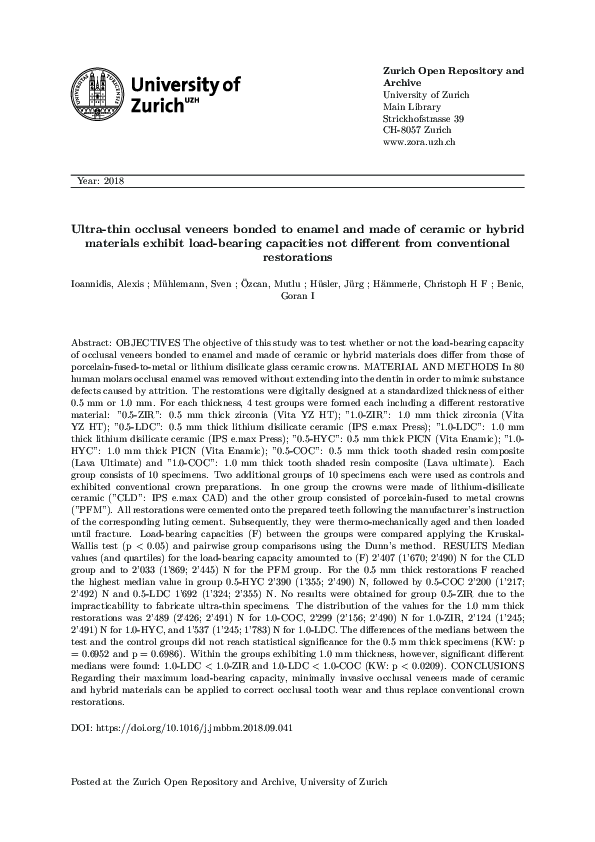 (PDF) Ultra-thin occlusal veneers bonded to enamel and made of ceramic ...