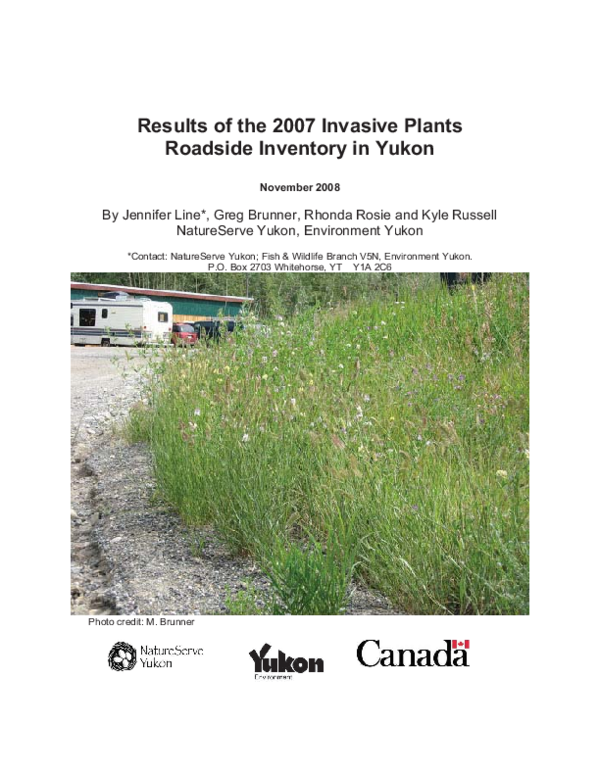(PDF) Results of the 2007 Invasive Plants Roadside Inventory in Yukon