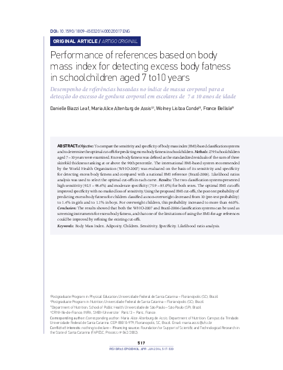 (PDF) Performance of references based on body mass index for detecting ...