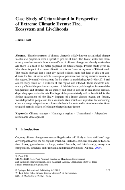 (PDF) Impact of Climatic Events on Uttarakhand Forests