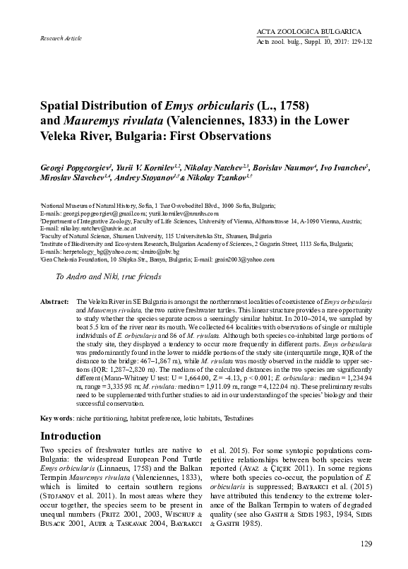 (PDF) Spatial Distribution of Emys orbicularis ( L . , 1758 ) and ...