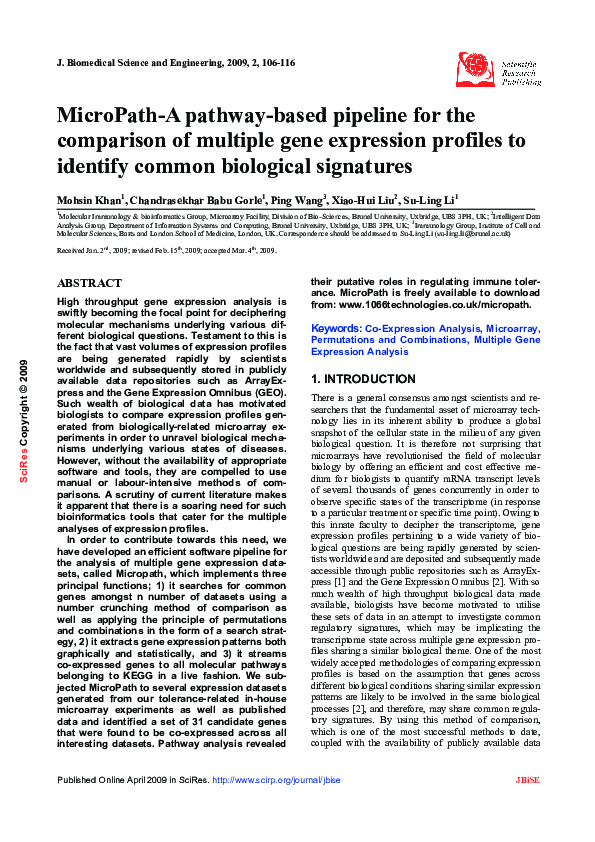 (PDF) MicroPath-A pathway-based pipeline for the comparison of multiple ...