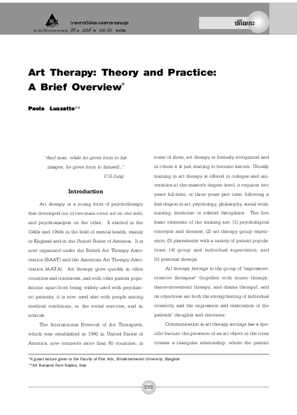 (PDF) Art Therapy: Theory and Practice: A Brief Overview