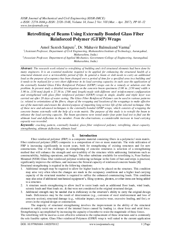 (PDF) Retrofitting of Beams Using Externally Bonded Glass Fiber ...