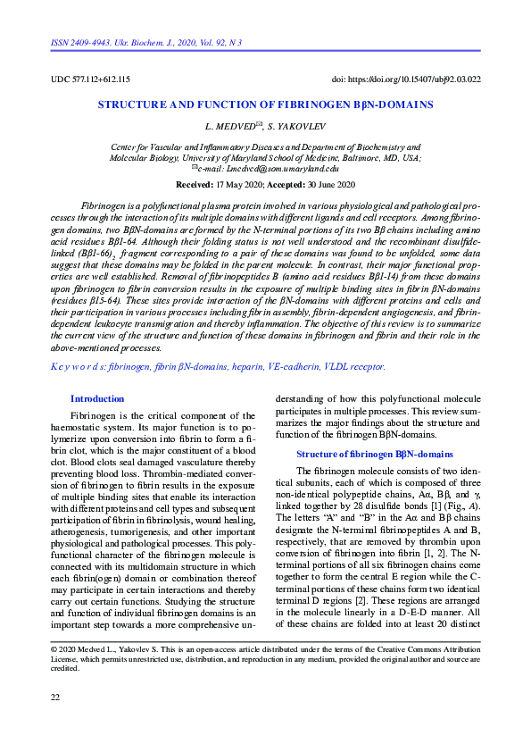 (PDF) Structure and function of fibrinogen B?N-domains