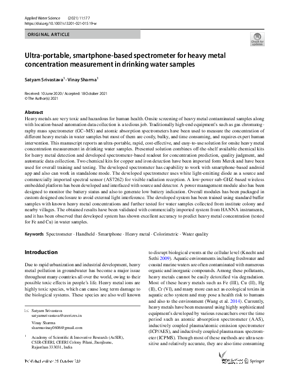 (PDF) Ultra-portable, smartphone-based spectrometer for heavy metal ...