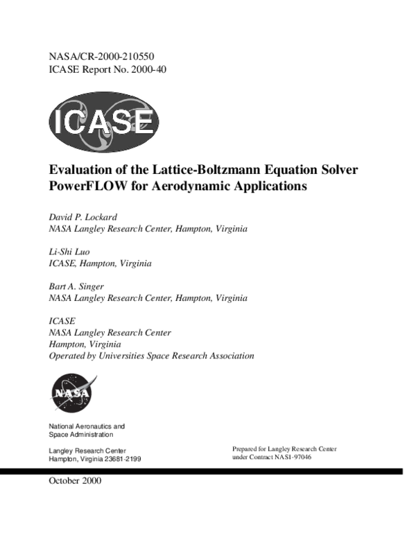 Pdf Evaluation Of The Lattice Boltzmann Equation Solver Powerflow For Aerodynamic Applications