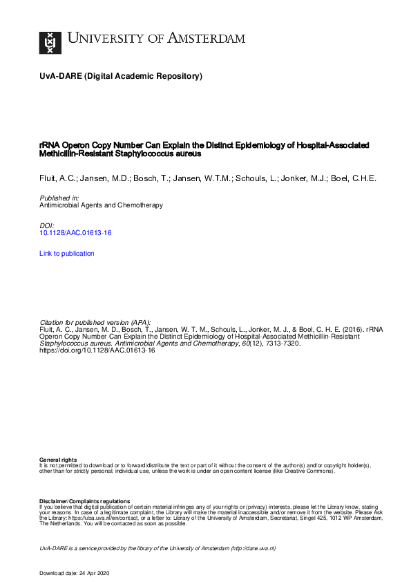 (PDF) rRNA Operon Copy Number Can Explain the Distinct Epidemiology of ...