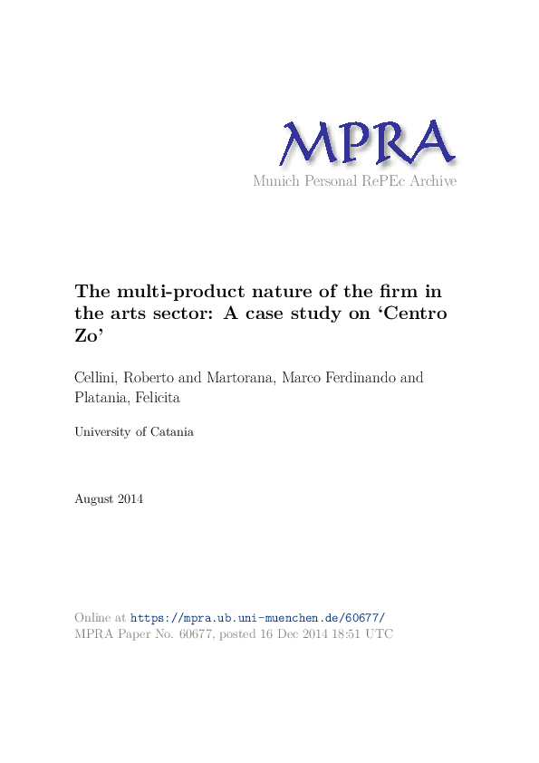 (PDF) Multi-Product Firms in the Arts: Centro Zo Study