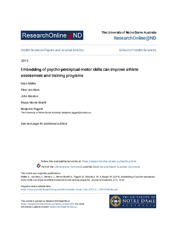 (PDF) Embedding of psycho-perceptual-motor skills can improve athlete ...