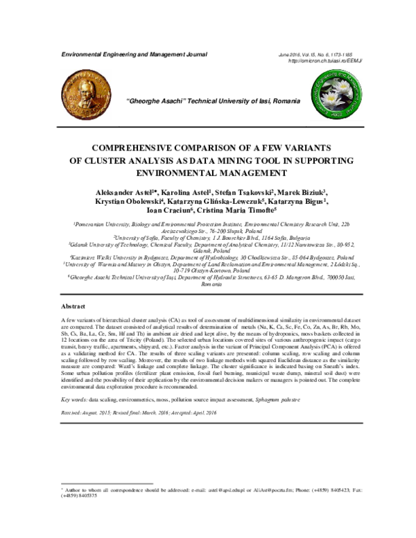 (PDF) Comprehensive Comparison of a Few Variants of Cluster Analysis as ...