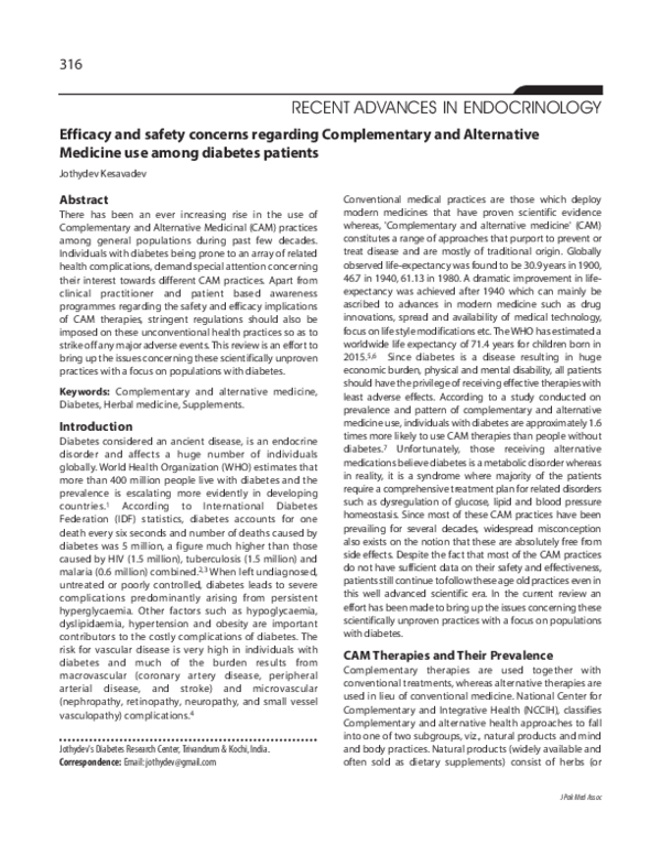(PDF) Efficacy and safety concerns regarding Complementary and ...