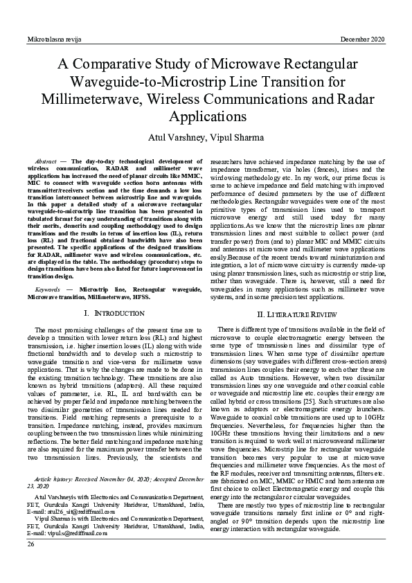 (PDF) A Comparative Study of Microwave Rectangular Waveguide-to ...