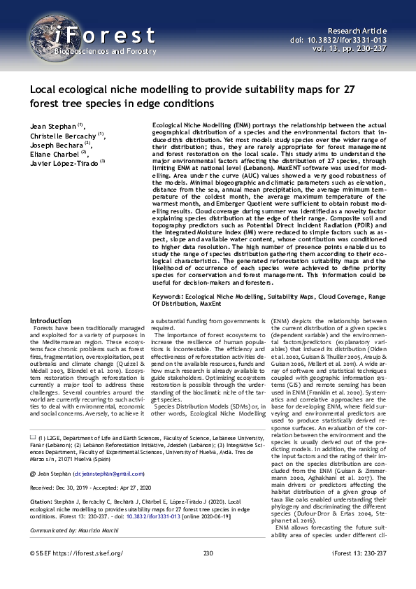 (PDF) Local ecological niche modelling to provide suitability maps for ...