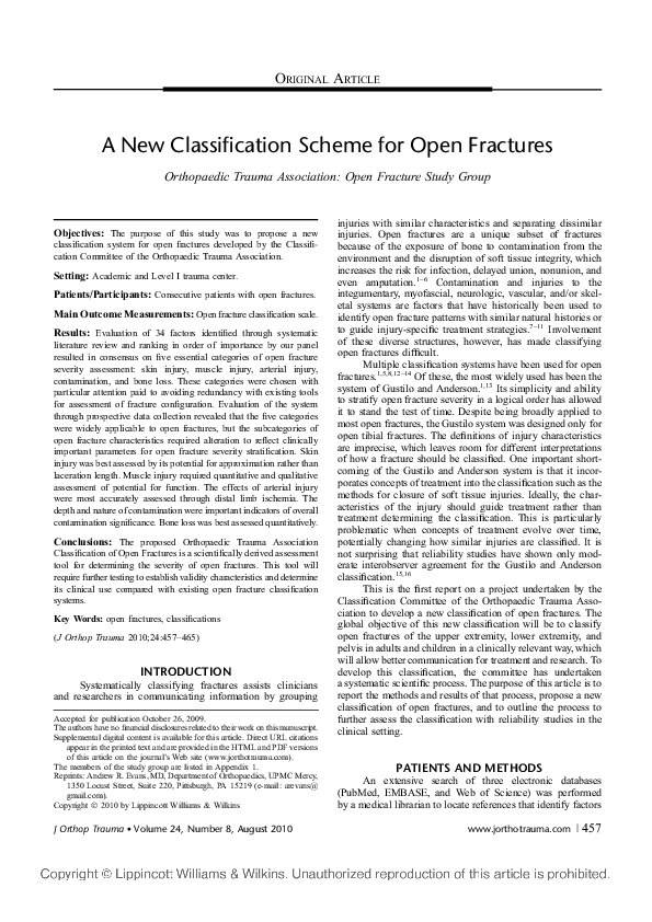 (PDF) A New Classification Scheme for Open Fractures