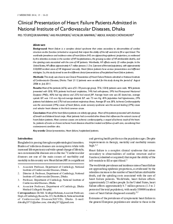 (PDF) Clinical Presentation of Heart Failure Patients Admitted in ...