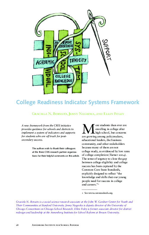 (PDF) College Readiness Indicator Systems Framework
