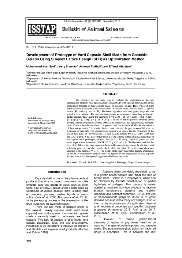 (PDF) Development of Prototype of Hard Capsule Shell Made from Goatskin ...
