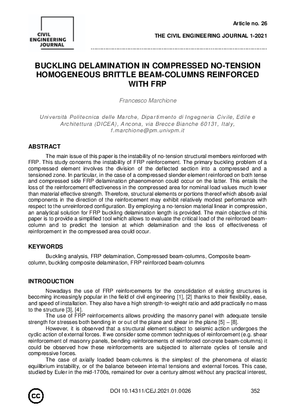 (PDF) Buckling Delamination in Compressed No-Tension Homogeneous ...