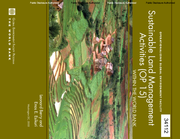 (PDF) Sustainable land management activities (OP 15) within the World Bank