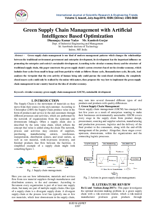 (PDF) Green Supply Chain Management with Artificial Intelligence Based Optimization
