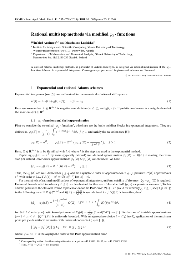 (PDF) Rational multistep methods via modified φj‐functions