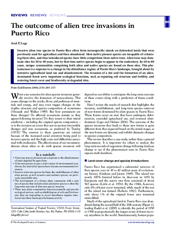 (PDF) The outcome of alien tree invasions in Puerto Rico