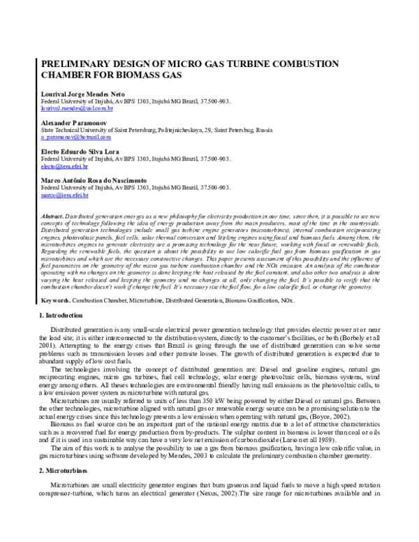 (PDF) Preliminary Design of Micro Gas Turbine Combustion Chamber for ...