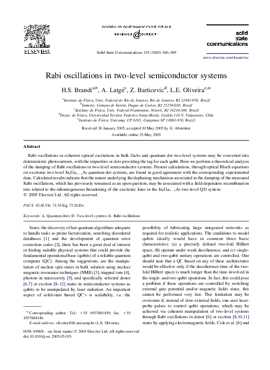 (PDF) Rabi oscillations in two-level semiconductor systems