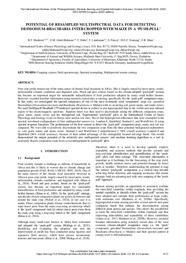 (PDF) Potential of Resampled Multispectral Data for Detecting Desmodium ...