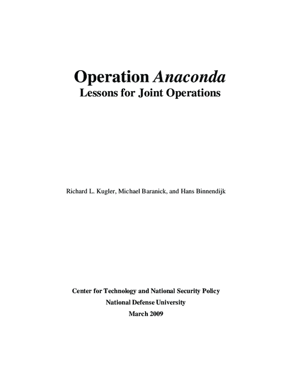 (PDF) Operation Anaconda. Lessons for Joint Operations