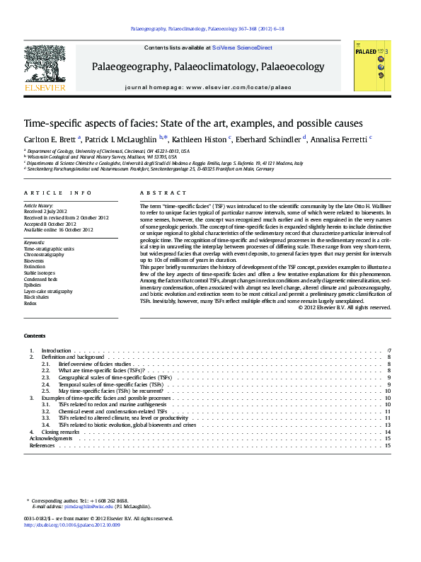 (PDF) Time-specific aspects of facies: State of the art, examples, and ...