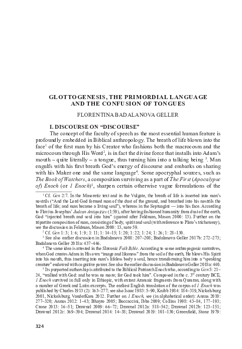 (PDF) Glottogenesis, the Primordial Language and the Confusion of Tongues