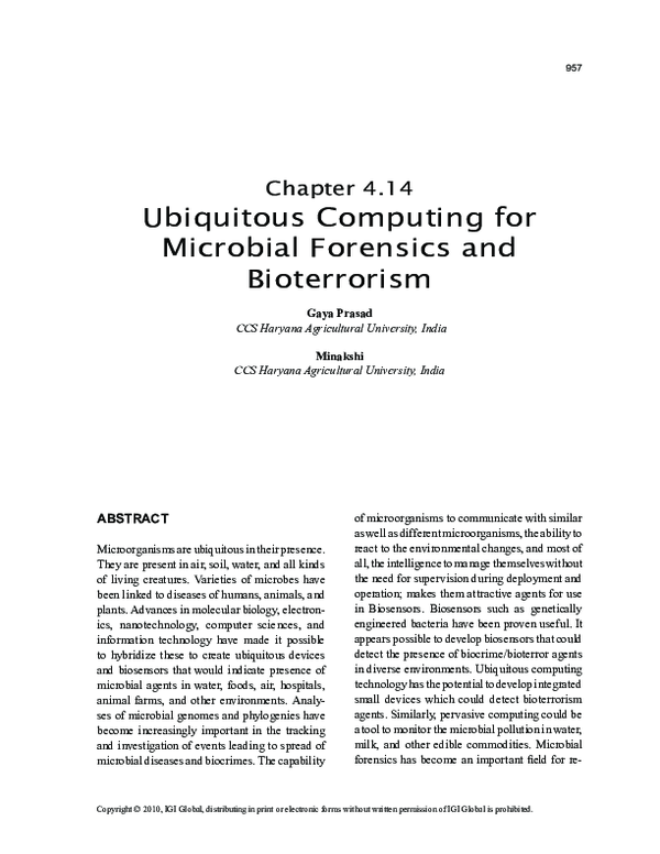 (PDF) Ubiquitous Computing for Microbial Forensics and Bioterrorism