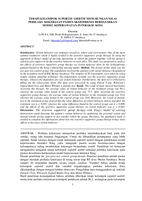 (PDF) Terapi Kelompok Suportif Asertif Menurunkan Nilai Perilaku ...