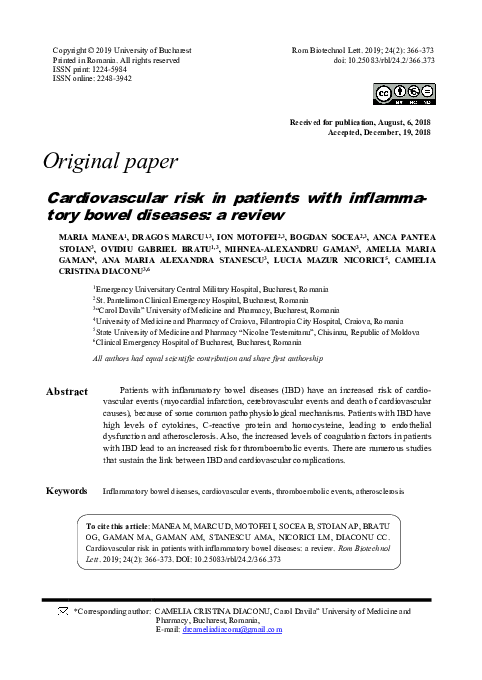 (PDF) Cardiovascular risk in patients with inflamma-tory bowel diseases ...