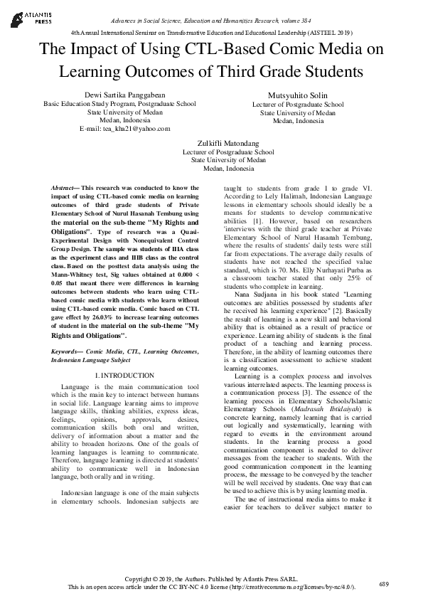 (PDF) The Impact of Using CTL-Based Comic Media on Learning Outcomes of Third Grade Students