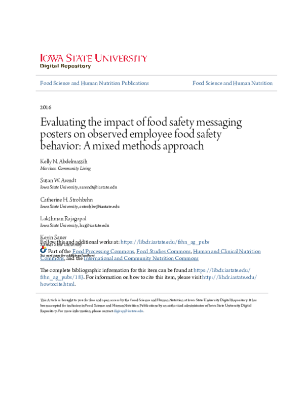 (PDF) Contribu on Evaluating the impact of food safety messaging ...