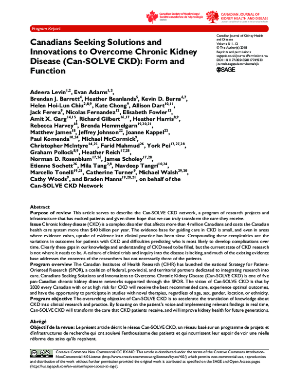 (PDF) Canadians Seeking Solutions and Innovations to Overcome Chronic Kidney Disease (Can-SOLVE ...