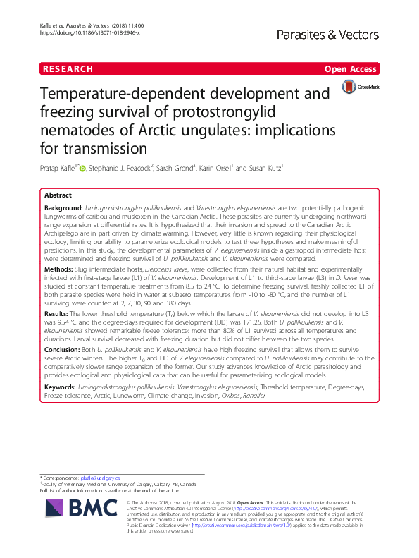 (PDF) Temperature-dependent development and freezing survival of ...