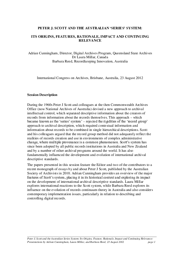 (PDF) Peter J. Scott and the Australian ‘series’ system: its origins ...