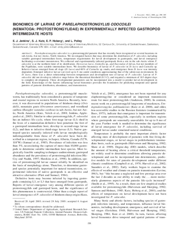 (PDF) Bionomics of Larvae of Parelaphostrongylus Odocoilei (Nematoda ...