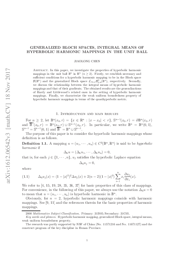 (PDF) Generalized Bloch spaces, integral means of hyperbolic harmonic ...