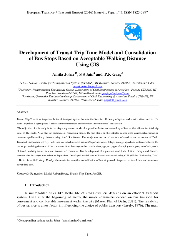 (PDF) Development of Transit Trip Time Model and Consolidation of Bus ...