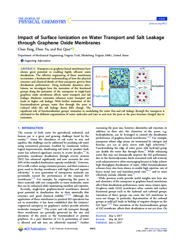 Impact of Surface Ionization on Water Transport and Salt Leakage ...