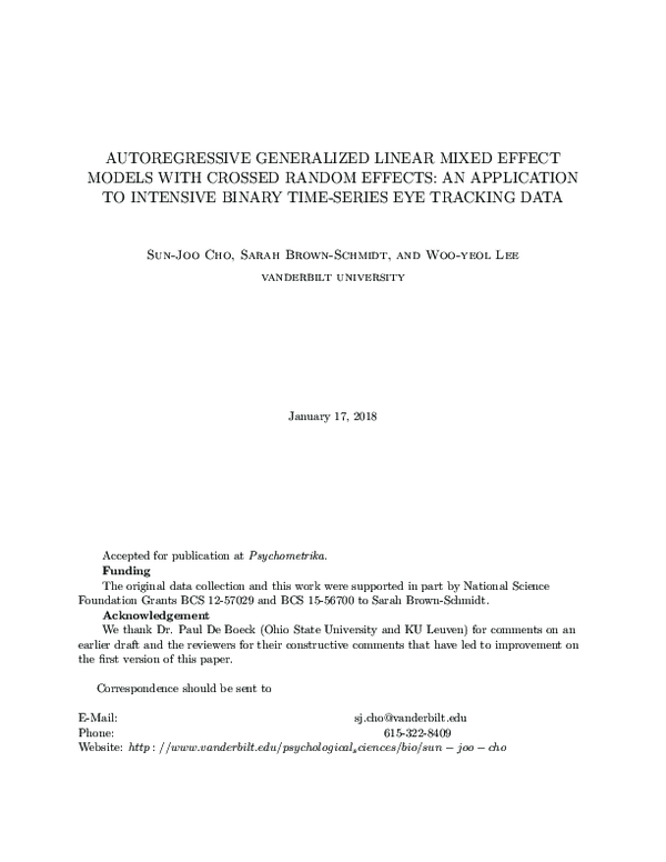 (PDF) Autoregressive Generalized Linear Mixed Effect Models with Crossed Random Effects: An ...