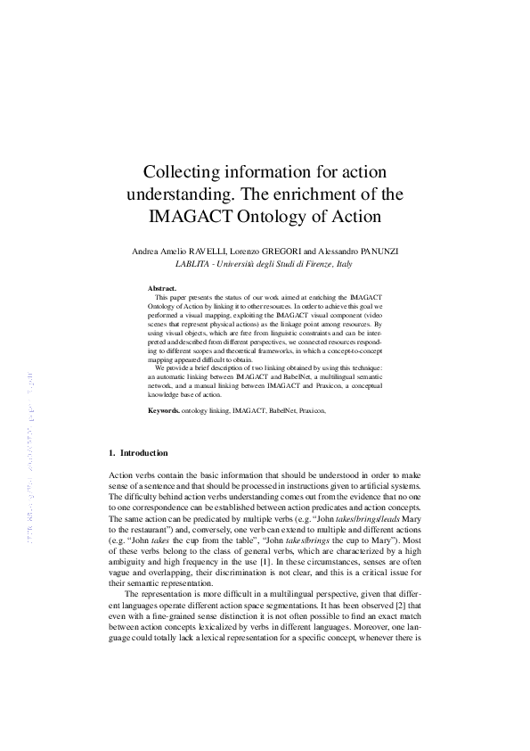 (PDF) Collecting Information for Action Understanding: The Enrichment ...