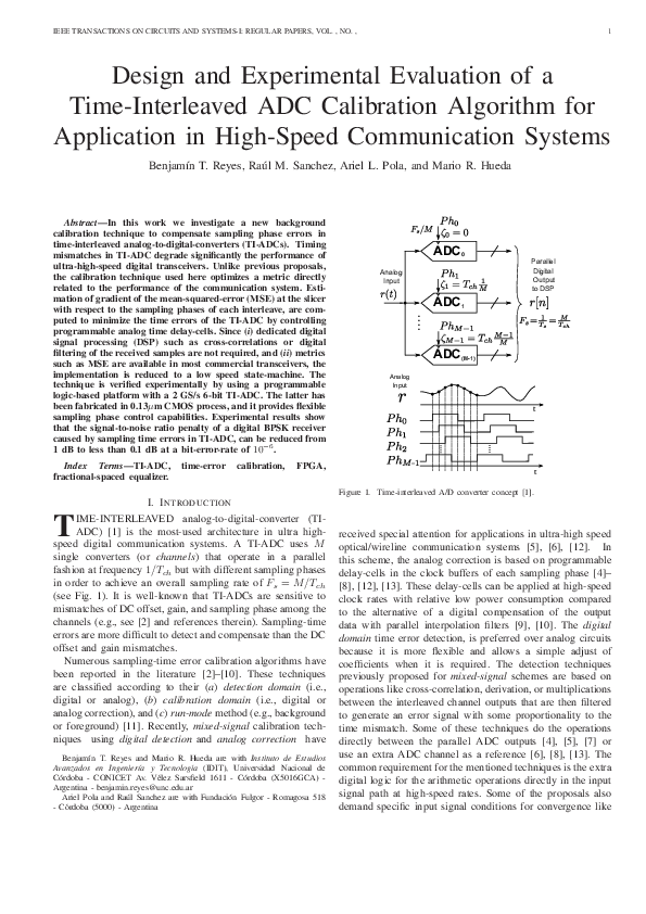 Pdf Design And Experimental Evaluation Of A Time Interleaved Adc Calibration Algorithm For